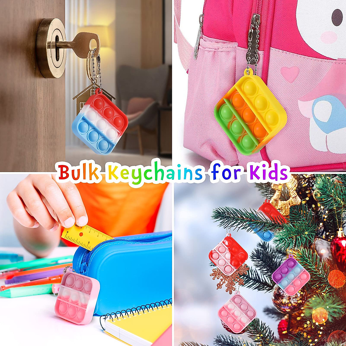 Kids Party Favors Fidget Toys Bulk 30 Pack Mini Pop Fidget Keychain Its Birthday Party Favors for Kids 4-8,8-12 Year Small Kid Classroom Prizes Fidgets It Bubbles Poppers Students Goodie Bag Stuffers