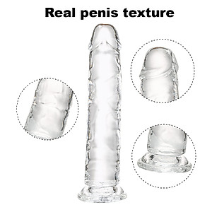 Realistic Dildos Feels Like Skin, 8.3 Inch Dildos with Strong Suction Cup for Hands-Free Play, Adult Sex Toys for Women Lifelike Huge Clear Dildo for Beginners Body-Safe Material