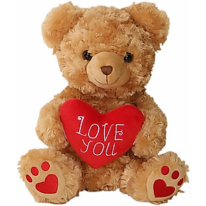 Zillywood 9" Talking Teddy Bear Repeats What You say. Repeating Talking Teddy Bear Gift for her. I Love You Gifts for Valentine's Day, Mother's Day with Removable Plush Heart (Repeating Teddy Bear)