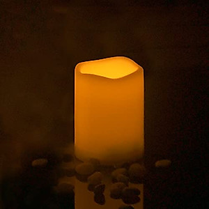 Waterproof Outdoor Battery Operated Flameless Candles with Cycling Timer, Realistic Flickering Plastic Fake Electric LED Pillar Lights for Garden Wedding Party Halloween Christmas Decor 3x4 Inches