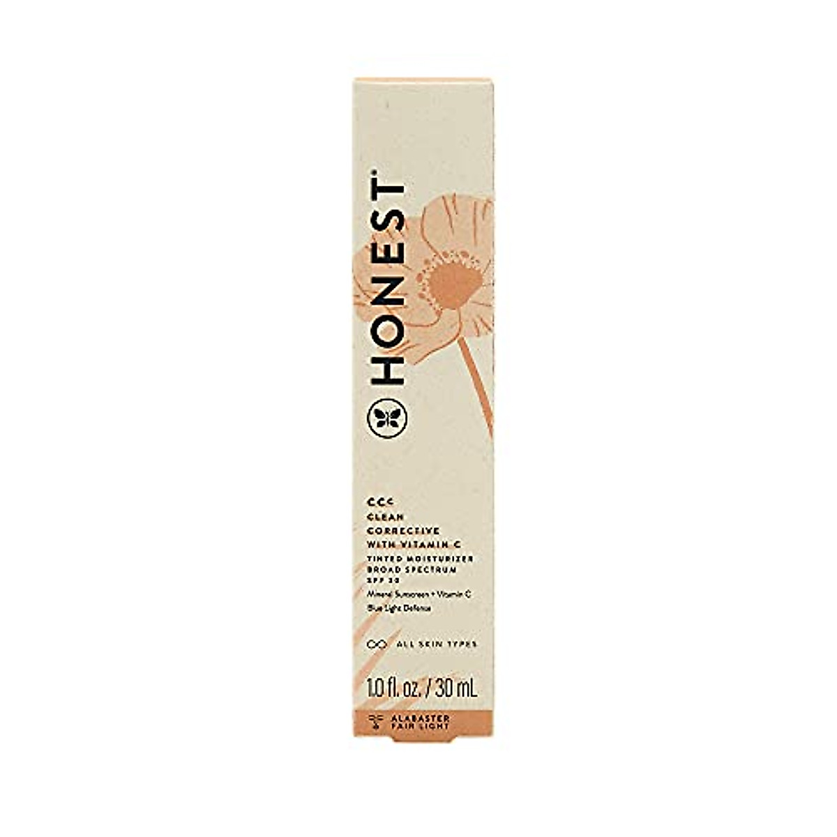 Honest Beauty CCC Clean Corrective with Vitamin C Tinted Moisturizer | Mineral SPF 30 | Vegan + Cruelty Free | Alabaster Fair Light, 1 fl oz