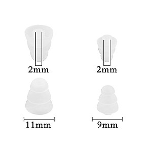 Rayker Triple Flange Replacement Eartips, Soft Noise-Isolation Silicone Ear Tips with 2mm Connector for Etymotic Shure Westone, in Ear Canal, S/L Size Included, 6 Pairs, White