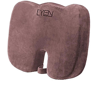 CYLEN Home Office Seat Cushion - Comfort Memory Foam Chair Cushion with Cooling Seat Cushion for Car and Wheel Chair - Washable & Breathable Cover (Brown)