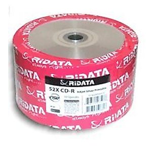 Ridata 52X 80-Min Silver Inkjet Hub/Silver CD-R's 50-Pack Shrinkwrap
