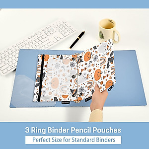 MCHIVER Halloween Ghost Pumpkins Bat Pencil Pouch for 3 Ring Binder Pencil Case with Zipper Clear Window Binder Bag for Office Daily Supplies 2 Pack