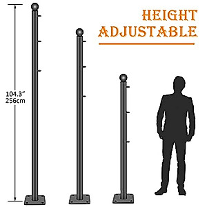 Sun Shade Sail Poles Can Be Used to Hang Shade Canvas, Holiday Lights, Canopy Awning, Flags Length After Assembly is 265 cm / 104.33 inch