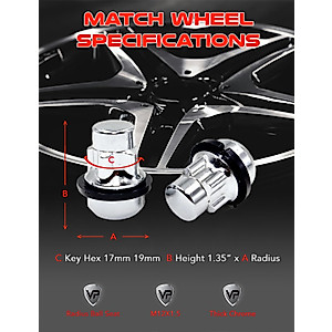 Set of 4 Veritek 12x1.5 Chrome Radius Ball Seat OEM Factory Style Removable Washer Socket Wheel Locks for Honda Acura