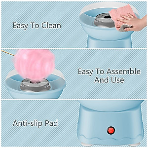 Jinnce Cotton Candy Machine,Homemade Cotton Candy Maker for Birthday Party,Christmas Gift for Kids,Portable Candy Floss Machine with 10 Cones and Sugar Scoop (Blue) (B400-pink)