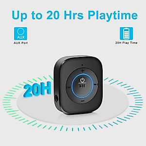 Friencity Bluetooth 5.3 Receiver for Speaker, Bluetooth Audio Receiver Adapter for Car Stereo Home Stereo Amp Wired Headphones, Hi-Fi Music Wireless AUX Adapter with 3.5mm RCA Jack, 20H Playtime