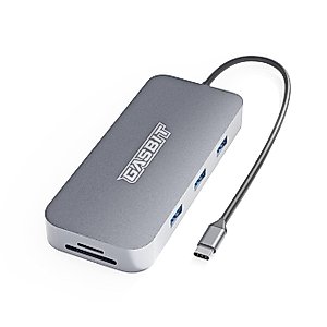 USB C Hub 10 in 1 for MacBook Pro/Air - Dell XPS - Lenovo - HP - 4K HDMI; Ethernet RJ 45; VGA; MicroSD/SD Card Reader; 2 x USB 2.0; 1 x USB 3.0; 1 x USB-C & Audio Jack.