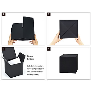 HUAPRINT Black Gift Box,Gift Boxes with Lids 5x5x5inch,24pcs Paper Gift Box Bulk,Gift Boxes for Presents,Birthday,Bridesmaid Proposal,Groomsmen Engagements,Baby Showers,Christmas,Wedding Party Favor,Cupcake,Crafting,Holidays