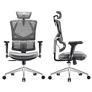 SIHOO Ergonomic Office Chair - High Back Desk Chair with Lumbar Support, 3D Armrest and Adjustable Height Backrest - Thick Seat Cushion Breathable Mesh Computer Chair (Gray)