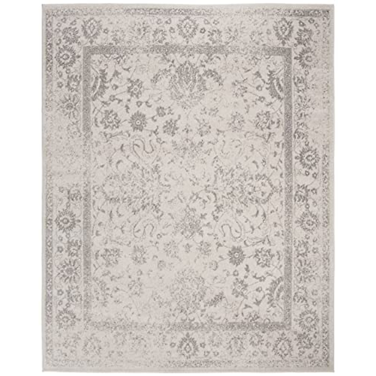 SAFAVIEH Adirondack Collection Area Rug - 9' x 12', Ivory & Silver, Oriental Distressed Design, Non-Shedding & Easy Care, Ideal for High Traffic Areas in Living Room, Bedroom (ADR109C)