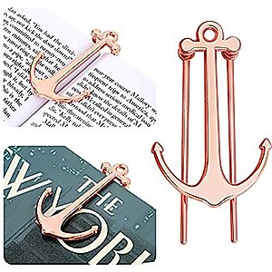 Creative Anchor Bookmark for Reading Hands Free Metal Bookmark Page Holder Book Holder Students Teachers Graduation Gifts School Office Supplies (Rose)