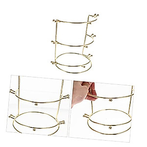 Cabilock 3pcs Three-Tier Towers Alloy Golden Girls Holder Tree Headband Holders Ties Organizer Women Band Necklace Head and Bride Hoop Storage Accessories Stand Supplies Gifts Layer for