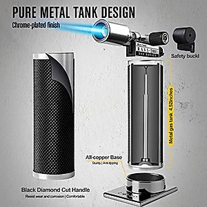 ravs Butane Torch, Refillable Kitchen Torch Lighter with Safety Lock and Adjustable Flame, Creme Brulee Kitchen Food Torch for Baking, Culinary Cooking Torch, Blow Torch - Butane Gas Not Included