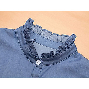 HALITOSS Women's Lovely Denim Fake Collar Dickey Half Shirt Decorative Collar Blue