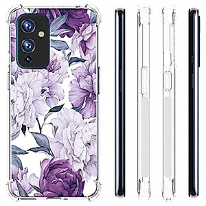 FollmeAir for Oneplus 9 5G Case (Not fit Oneplus 9 Pro), Slim Flexible TPU Bumper Shock Absorption Rubber Soft Silicone Case Cover Fit for Oneplus 9 5G (Purple Flower)