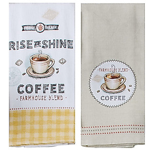 Kay Dee Designs 2 Piece Farmhouse Blend Coffee Cup Kitchen Bundle, 1 Dual Purpose Towel and 1 Tea Towel