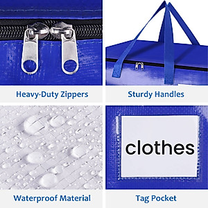 EpicTotes Extra Large Moving Bags with Study Handles & Heavy Duty Zippers, Space Saving Packing Bags for Home & Dorm (88L 6-Pack)