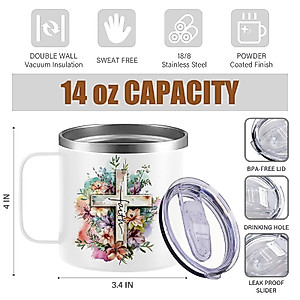 WWHSAI Christian Gifts for Women - Faith Bible Verse Gifts Baptism Coffee Cup - Inspirational Religious Birthday Presents for Women - Catholic Spiritual Christmas Presents Tumbler for Girl Friend 14oz