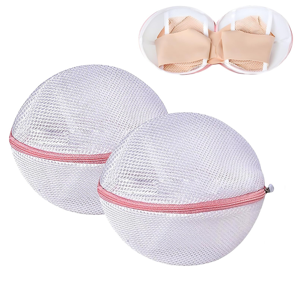ZCYJHOT 2Pcs Underwear Laundry Bag with Zipper，Bra Washing Bag for Laundry Mesh，Honeycomb Mesh Laundry Bags for Delicates, Large Lingerie Wash Bag Pink(7.87in*7.87in)