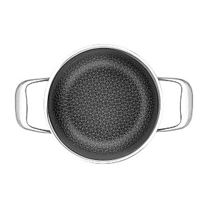 LIVWELL DiamondClad 3 Quarts Nonstick Hybrid Saucepan with Lid - Kitchen Gift - Nonstick Stainless Steel Saucepan - Hybrid Cookware Set - Heavy Stainless Steel Pot - Dishwasher Safe - PFOA-free