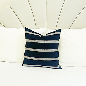 Slow Cow Decorative Stripe Throw Pillow Cover Modern Country Design Cushion Cover Pillow Cover 18 x18 Inches Black Mixed Off White