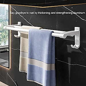 Bath Towel Bar White Towel Rack, Space Aluminum Towel Rail, Double Rod Toilet Towel Rail, Bathroom Hanger Bar Towel Holder (Color : 60CM)
