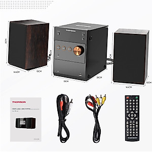 THOMSON Bluetooth Home Stereo System, 60W HiFi Shelf Stereo System with CD Player & Wireless Bluetooth Audio Streaming, FM Radio, USB Playback, Aux-in & Earphone Jack, Remote Control