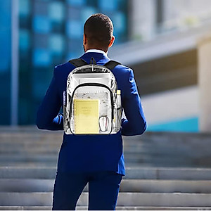 Fomaris Clear Backpack Heavy Duty Clear Bookbag Transparent Backpack See Through Plastic Bookbag for School, Work,Stadium,Travel,Security,Festival,College ( Black)