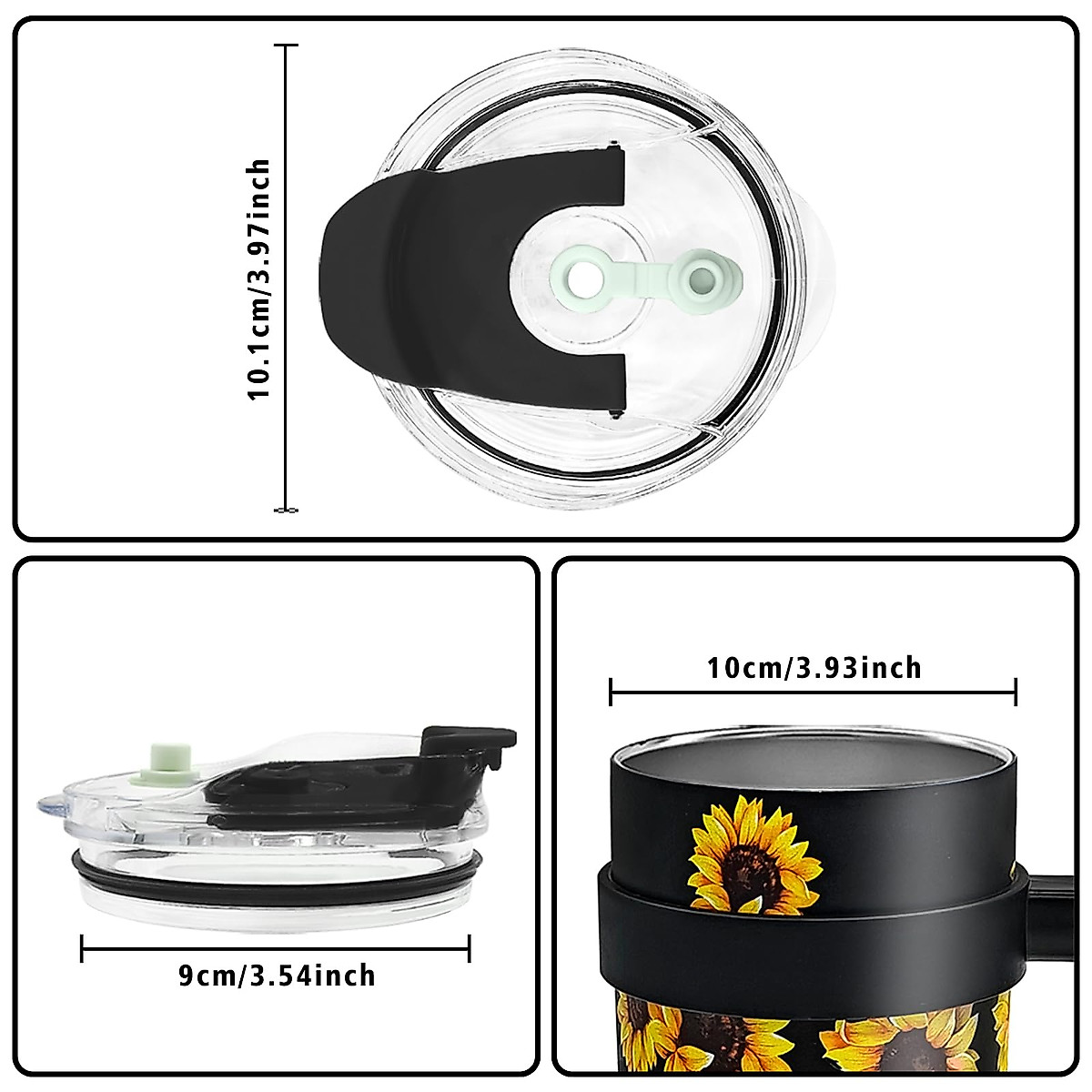 AiHeart 30/40 oz Tumbler Replacement Lids,2pack Spill Proof Straw Lids for YETI,Old Style RTIC,Ozark Trail and More,for Travel Tumblers,Stainless Steel Tumblers,Straw and Sippy Friendly(Black)