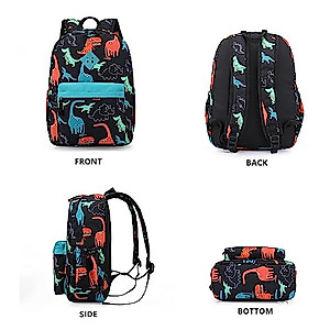 NICE CHOICE Preschool Backpack Kindergarten Little Kid Toddler School Backpacks for Boys and Girls with Chest Strap(15inch, Black Dinosaur)