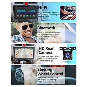 Car Stereo for Honda CRV 2007 2008 2009 2010 2011 with Wireless Apple Carplay, 9 Inch Touch Screen Android Car Radio with Backup Camera and External Microphone Support GPS Navigation, Mirror Link