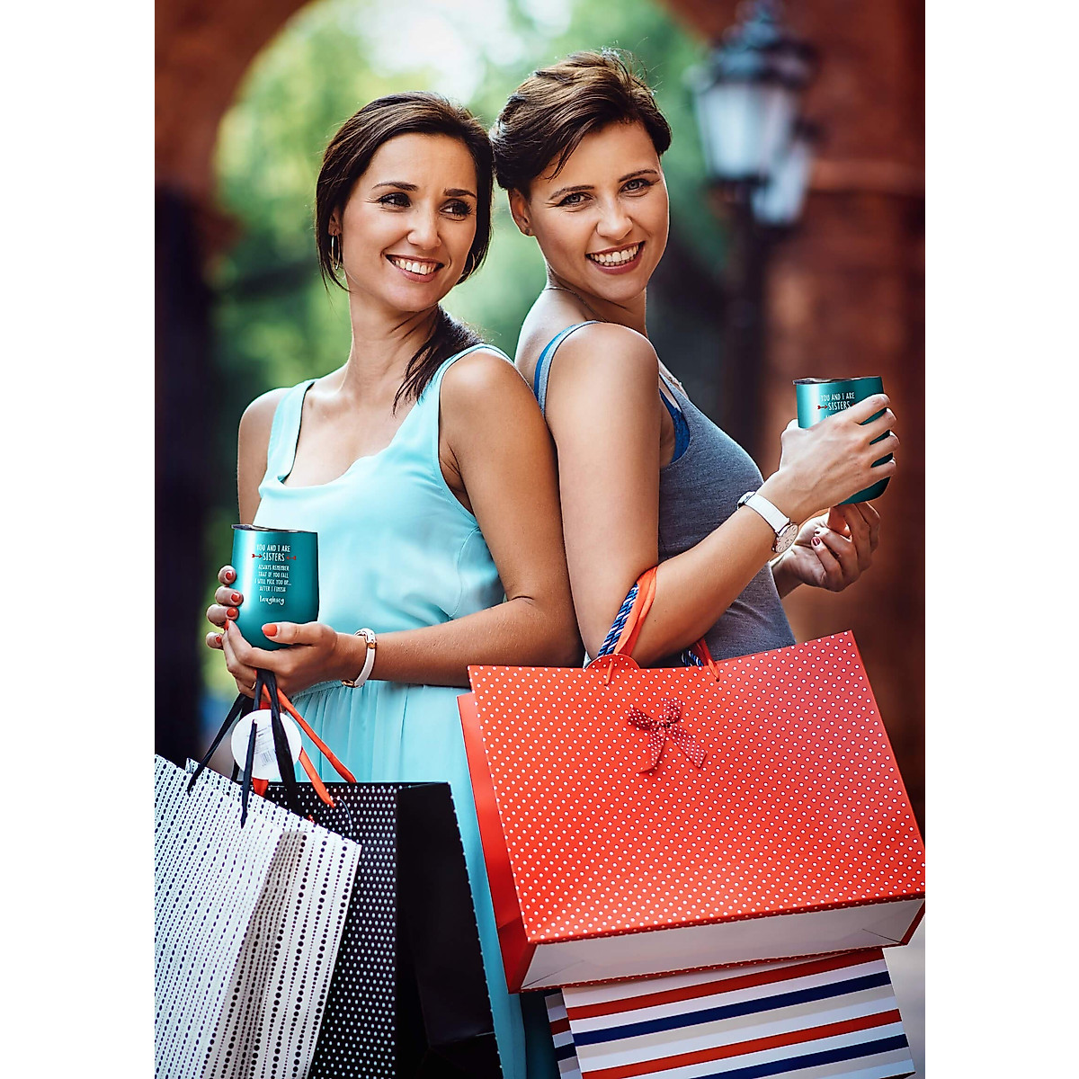 You & I Are Sisters Tumbler - Fancyfams - 12 oz Stainless Steel Wine Tumbler - Sister Birthday Gifts from Sister - Sister Gifts for Woman - Sister Gifts (Turquoise)