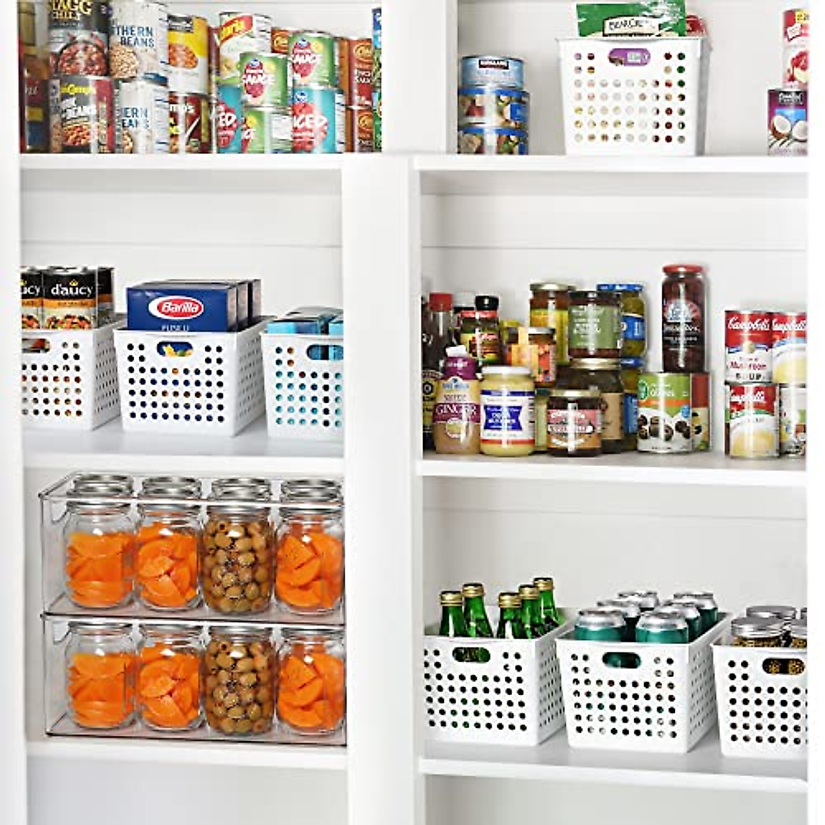 JOOFLI Bins/Baskets Organizers and Storage - 8 Pack Plastic Organization for Organizing Pantry Kitchen Bathroom and More
