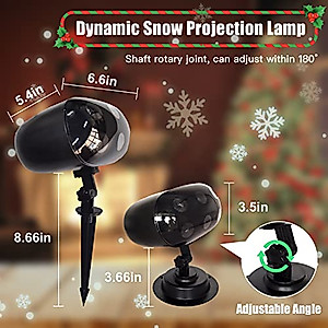 Christmas Snowfall LED Projector Lights, 2022 Upgrade Holiday Snow Projector, Snowflake Projection Lamp with Remote Control for Xmas Party Wedding and Garden Indoor Decor
