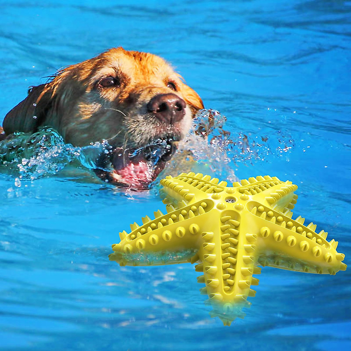 Woleigiao Dog Toys for Aggressive chewers Puppy chew Toys for Teething Squeaky Dog Toys Water Floating Chew Toy for Toothbrush Puppies and Small Dogs (Yellow)