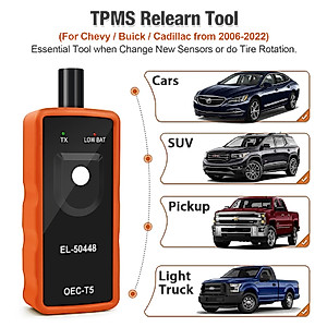 JDIAG EL-50448 TPMS Relearn Tool for Auto Tire Pressure Monitor System Sensor Activation TPMS Reset Tool OEC-T5 for Buick/Chevy/Cadillac Series Vehicles 2023 Edition