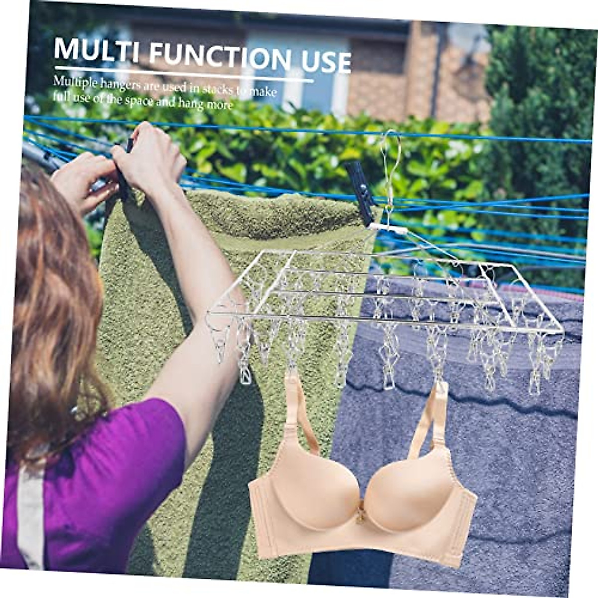 Zerodeko 3 Pcs Drying Rack Underwire Bra Towel Bra Hanging Clothes Drying Rack Laundry Hanger Clips Sock Drying Clip Clothes Hanger Laundry Rack Multi-Purpose Hanger Socks Rack Single Layer