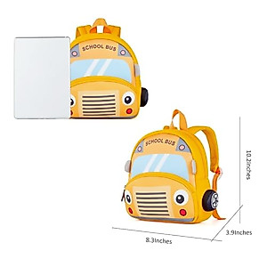 KK CRAFTS Preschool Backpack Toddler Neoprene Animal Schoolbag Lunch backpack for Kids Boys Girls(School Bus)