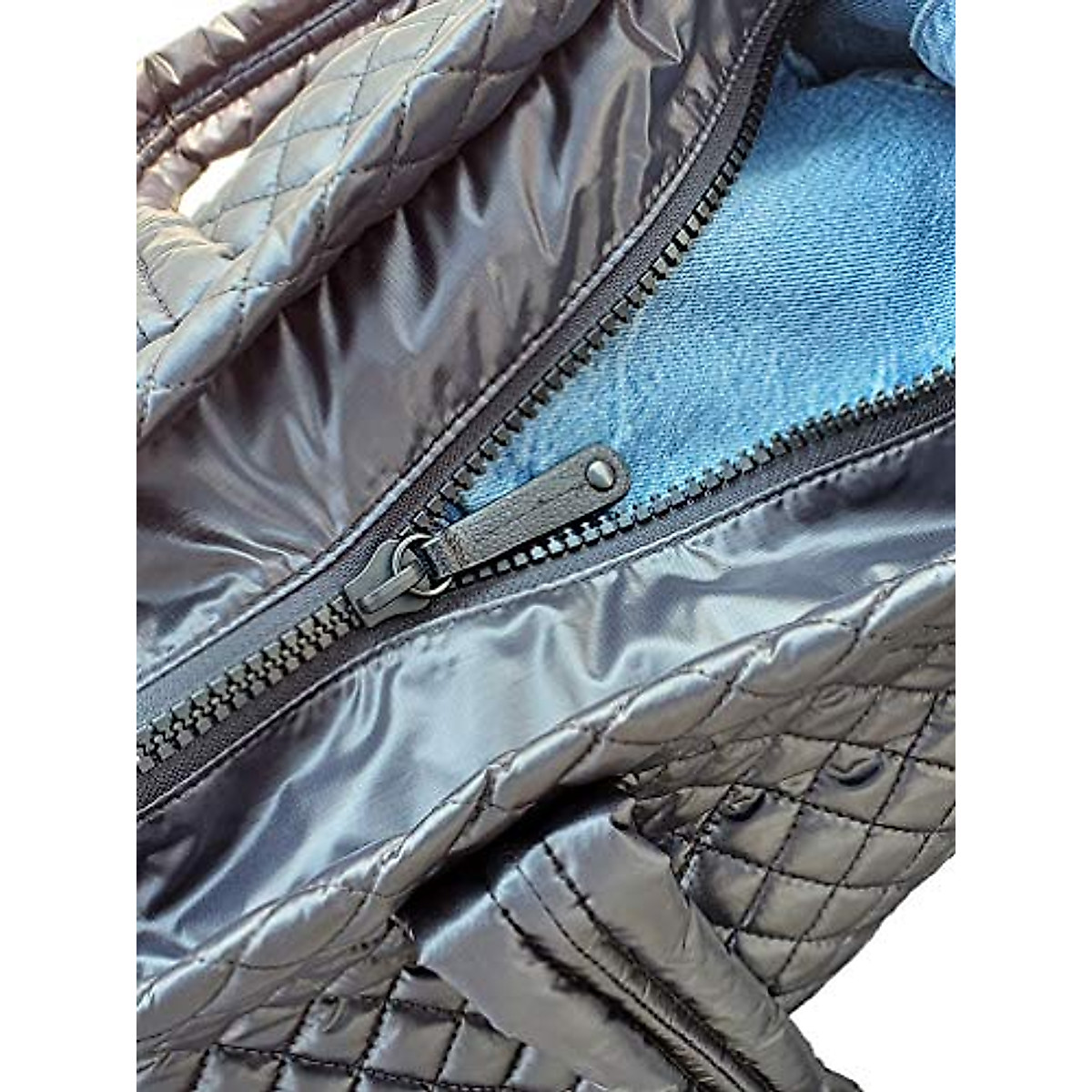 CLARANY Comfortable Lightweight Large Quilted Zipper Tote with Pouch water repellent Black