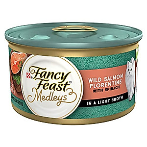 Purina Fancy Feast Wet Cat Food, Medleys Wild Salmon Florentine With Garden Greens in Delicate Sauce - (Pack of 24) 3 oz. Cans