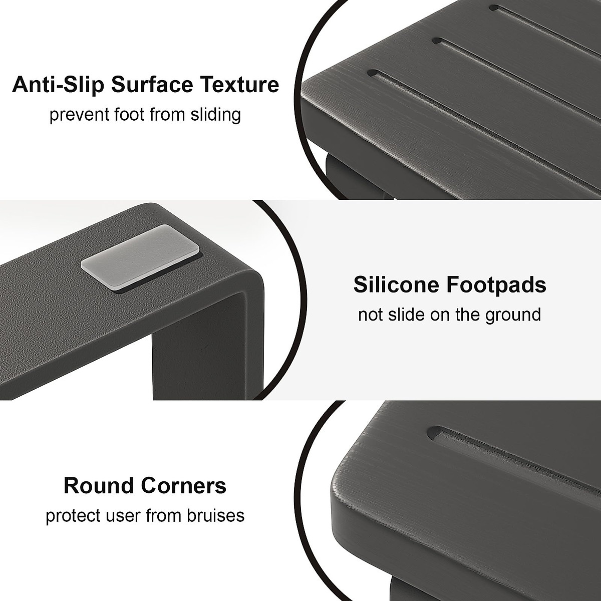 Squatting Potty for Adults, 7in Wooden Poop Stool Adult, Matte Black Bamboo Toilet Stool Squat Adult, Wood Pooping Stool for Bathroom, Toilet Foot Stool for Kids with Non-Slip Mat