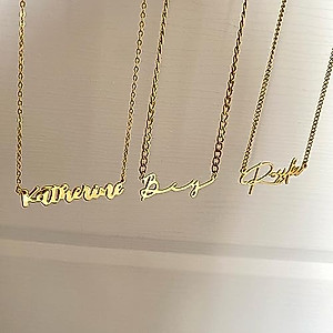 Caitlyntrend Name Necklace Personalized, Minimalist Custom Name Necklace, 18K Gold Plated Nameplate Pendant Customized Jewelry Gifts For Women (Name Necklace 1)