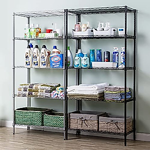 SINGAYE 5 Tier Storage Rack Wire Shelving Unit Thicken Heavy Duty Storage Shelves for Pantry Closet Kitchen Laundry 880Lbs Capacity 13.38"x 23.22"x 59.05"(DxWxH) Black