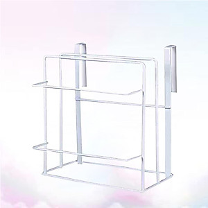 VOSAREA Kitchen Cutting Board Rack Punch Free Double Deck Chopping Board Organizer Towel Holder with Drip Tray Iron Baking Pan Dishcloth Rack White
