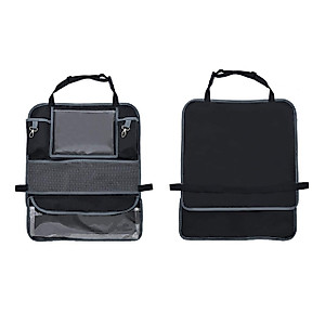 Jeep J is Deluxe Backseat Car Organizer, Kickmat Seat Protector, Universal Design with Pockets, Bottle Holder, Touch Screen Enabled Tablet Holder and Removable Travel Pouch, Snack, Toys, Gadget