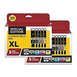 INKjetsclub Compatible Replacement for Canon PGI250 XL & CLI251 XL Combo Pack Printer Ink Cartridges - Works Great with Canon PIXMA MX922, MG5520, MG7520 and More Printers (10 Pack Canon PGI 250 Ink)