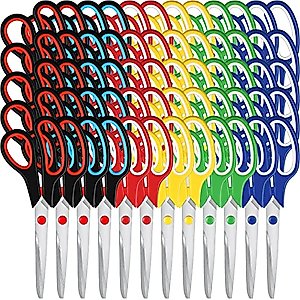 60 Pcs Scissors Bulk 8" Scissors School Scissors Comfort Grip Handles Fabric Scissors for Office Home School Sewing Craft Fabric Supplies Scissors with Soft Comfort Grip Handles, Right/ Left Handed